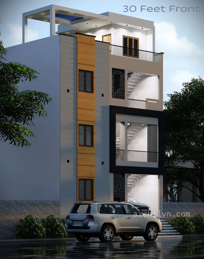 30 Feet Front House Elevation Design | Beautiful Modern Home 3D Design ...