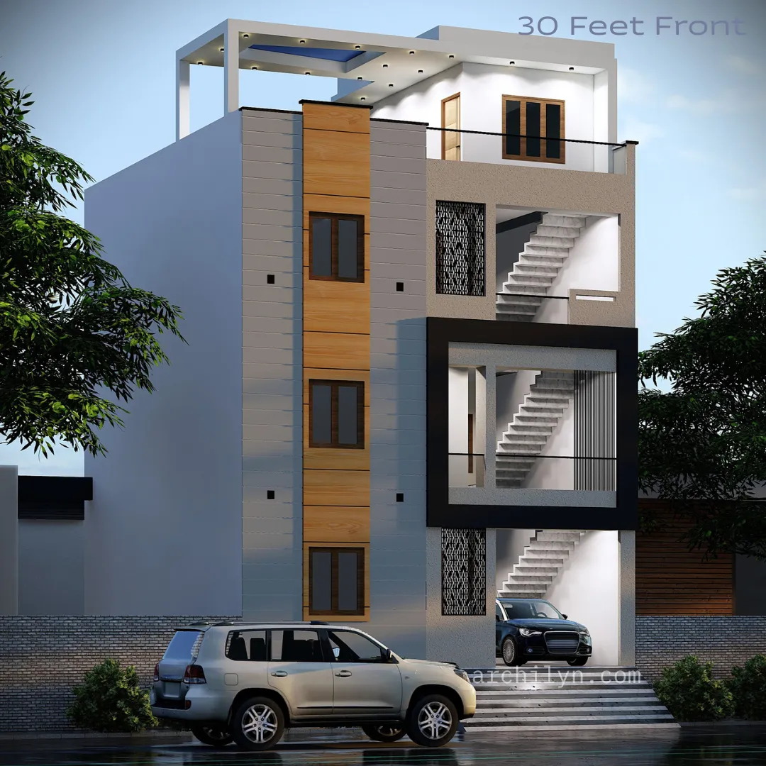 30 Feet Front House Elevation Design | Beautiful Modern Home 3D Design ...